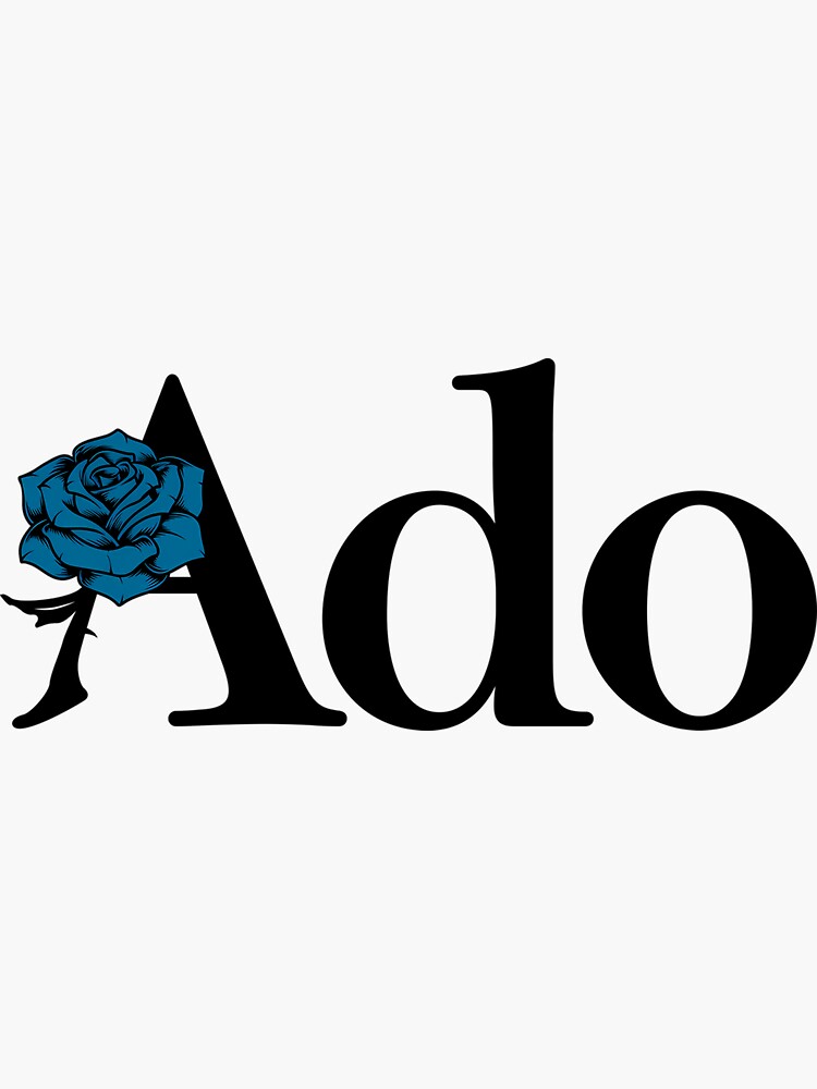 "Ado Text Blue Rose Logo" Sticker by ElodieLopez | Redbubble
