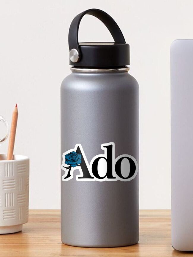 "Ado Text Blue Rose Logo" Sticker by ElodieLopez | Redbubble