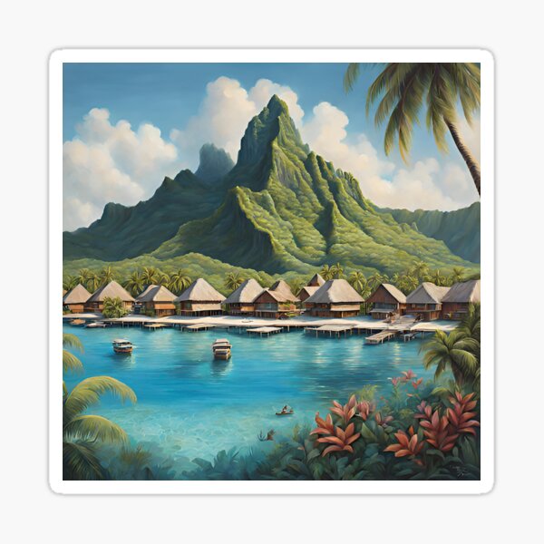 "Bora Bora Painting " Sticker for Sale by CanvaAndThomas | Redbubble