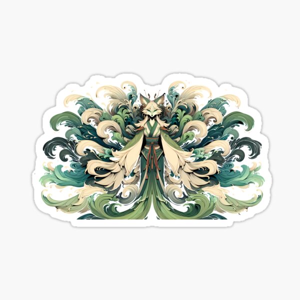 "Aqueous Whisper: The Elemental Kitsune" Sticker for Sale by Kitsuneai | Redbubble
