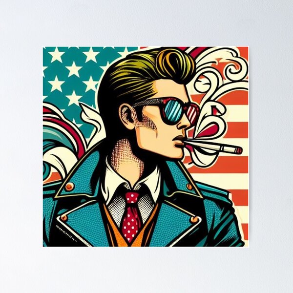 "Pop Art American Swagger: Fashionable Guy with Flag" Poster by ...