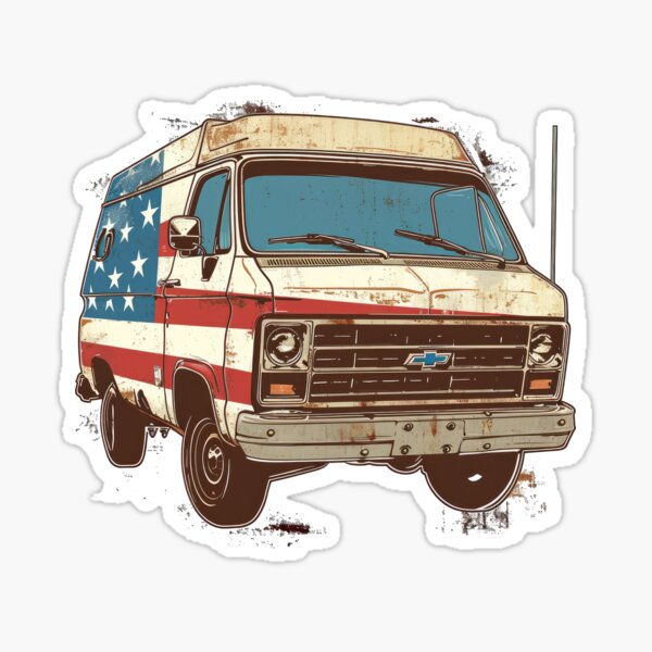 "Vintage Chevy Van" Sticker for Sale by Gearhead-VP | Redbubble