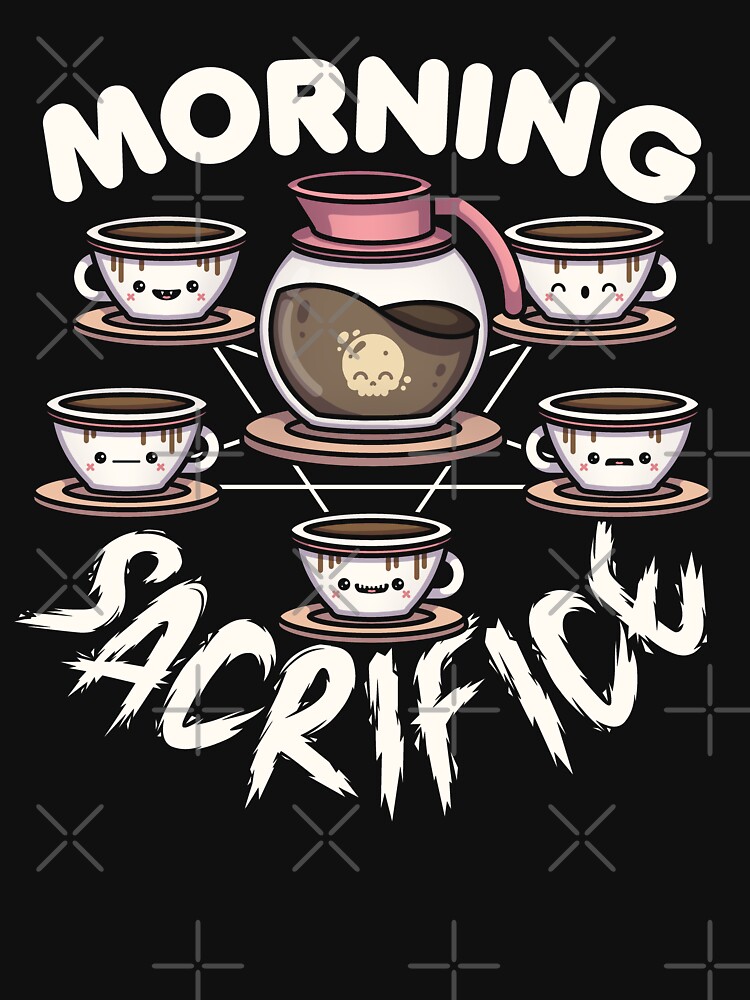 "Morning Sacrifice Coffee Ritual - Kawaii Krypt" Essential T-Shirt for ...