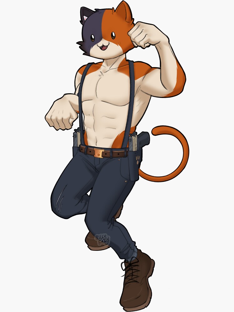 "Meowscles" Sticker for Sale by Sillyfany | Redbubble