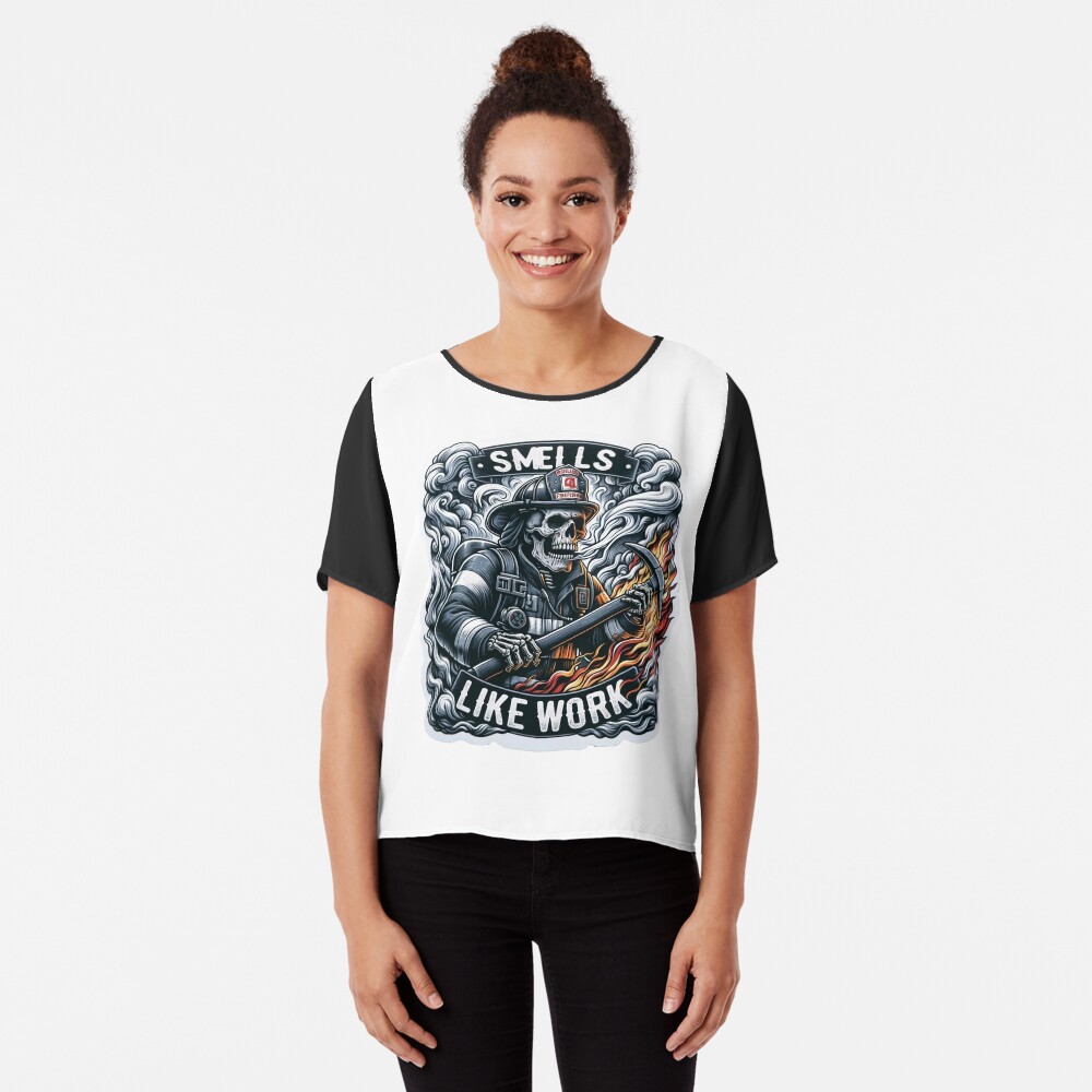 "Skeleton Firefighter Smells Like Work" Sticker for Sale by ...