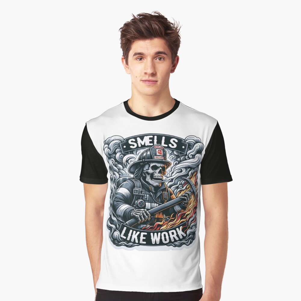 "Skeleton Firefighter Smells Like Work" Sticker for Sale by ...