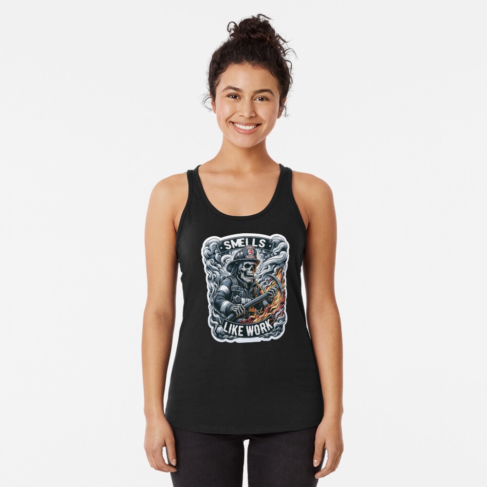 "Skeleton Firefighter Smells Like Work" Sticker for Sale by ...