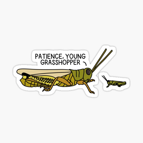 "PATIENCE, YOUNG GRASSHOPPER (Differential)" Sticker for Sale by ...