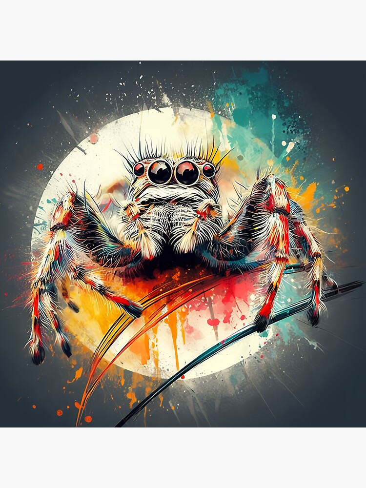 "Jumping spider splatter art" Sticker for Sale by Spiderfalls | Redbubble