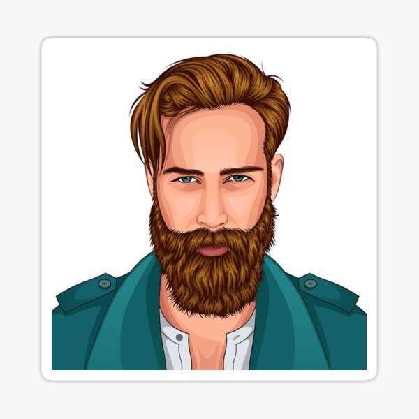 "Bearded Man" Sticker for Sale by MeGulmohar | Redbubble