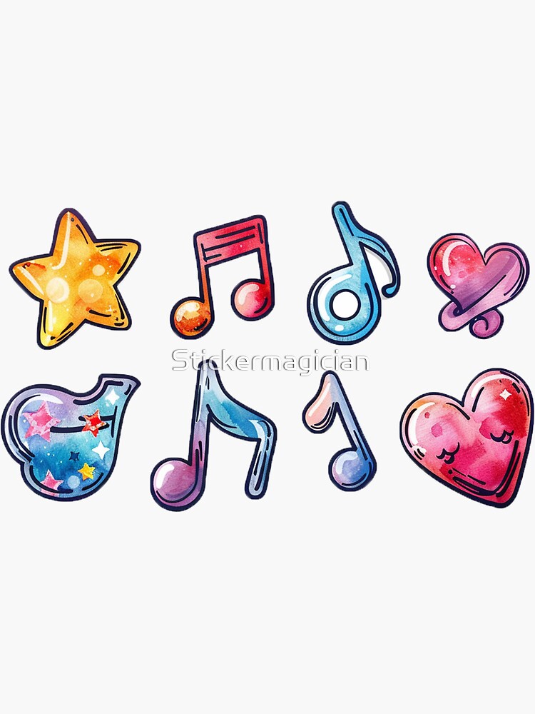 "musical notes" Sticker for Sale by Stickermagician | Redbubble