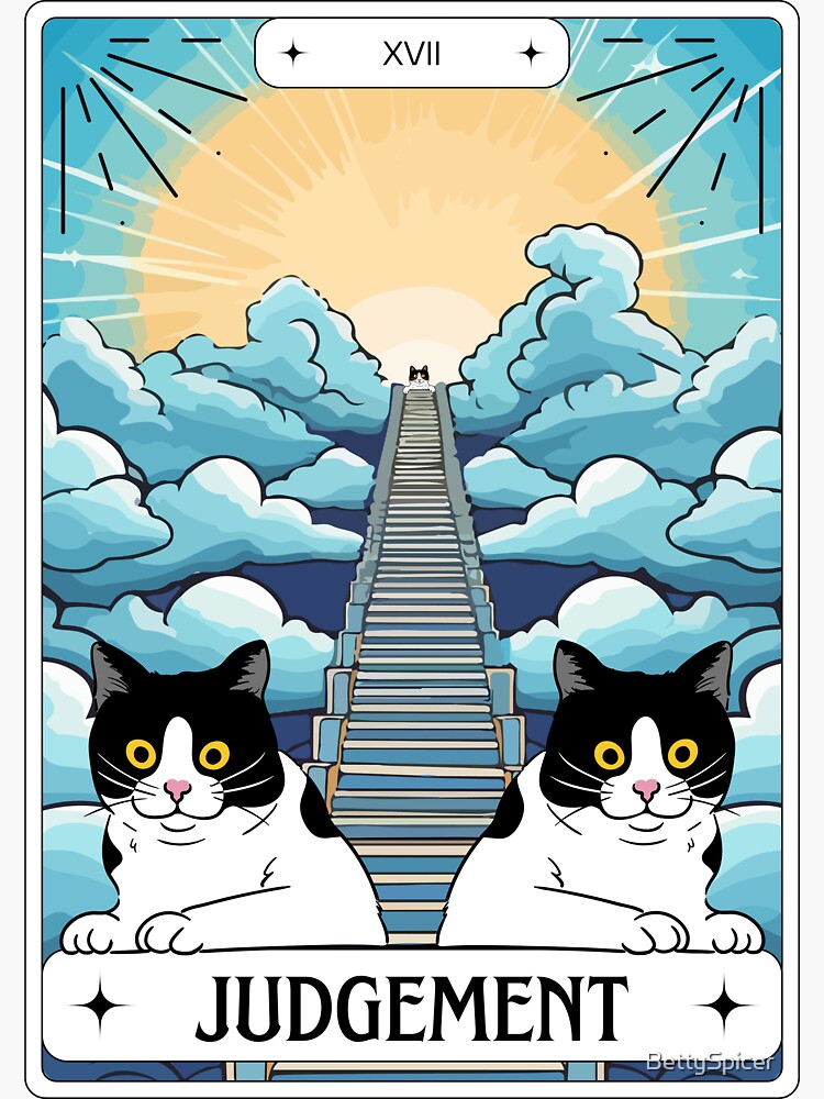 "Tarot Card Tuxedo Cat Judgement" Sticker for Sale by BettySpicer | Redbubble