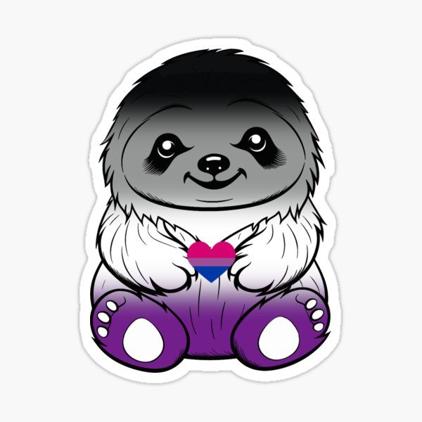 "Cute Asexual Biromantic Pride Flag Sloth, Subtle Kawaii Asexual ...