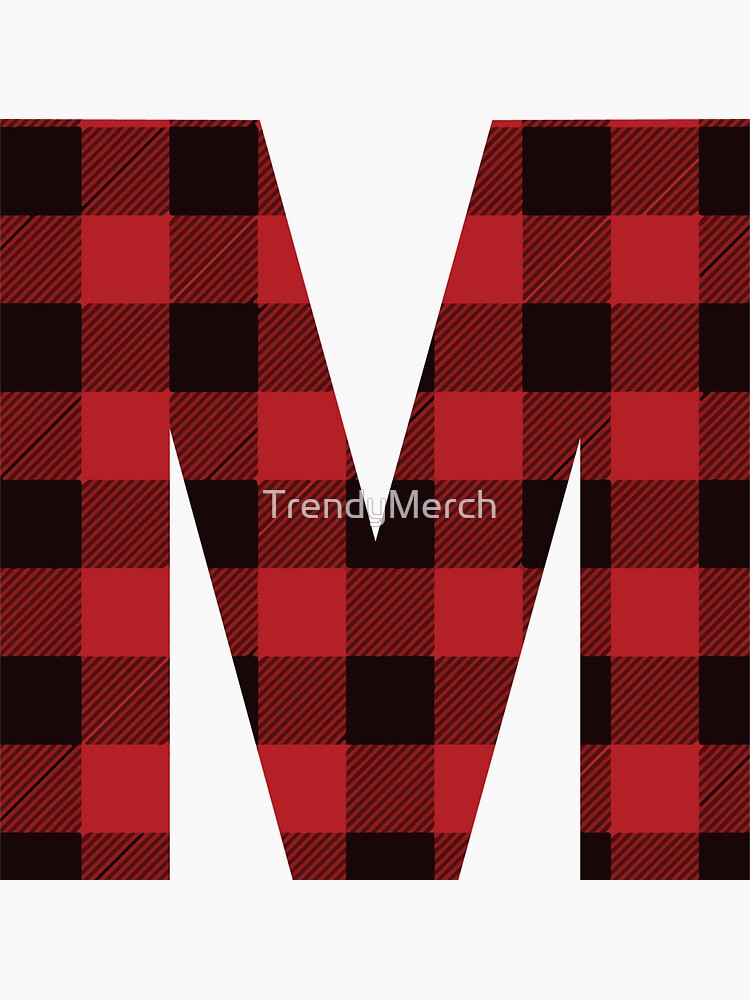 Pegatina «Letra M - Rojo / Negro Plaid Buffalo Flannel Pattern T-shirt ...
