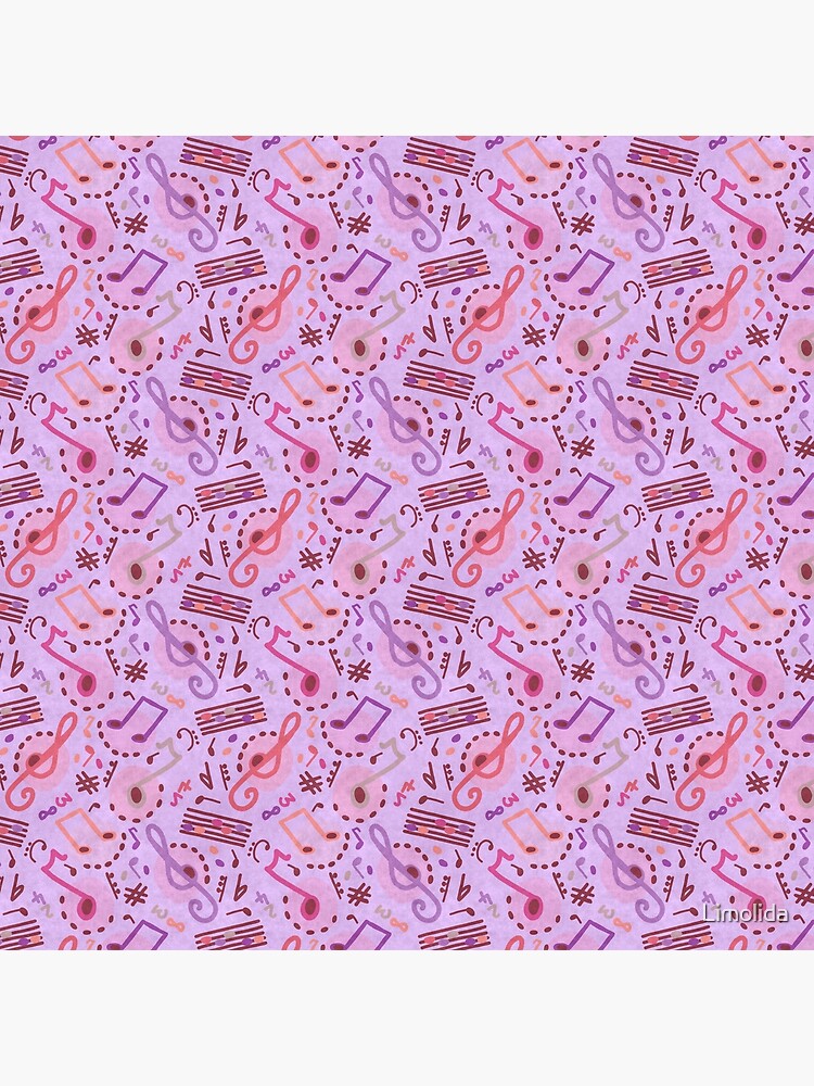 Póster «Notas musicales, Lavender Blue Music Notation Melody Pattern ...