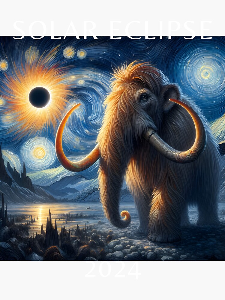 "Solar Eclipse 2024 Starry Night Woolly Mammoth, Van Gogh style Woolly ...