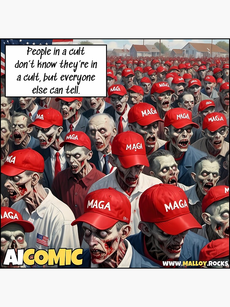 "2024 Election Politics: MAGA is a cult of braindead zombies." Poster ...