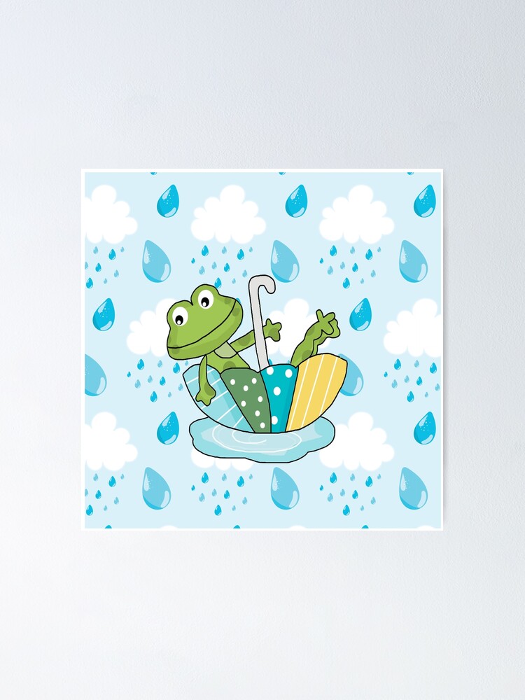"Frog Singing in the Rain" Poster for Sale by purplesensation | Redbubble