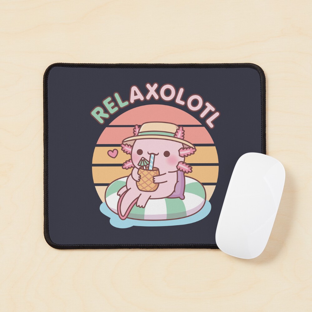"Cute Axolotl Chill On Pool Float Relaxolotl Funny Pun" Sticker for ...