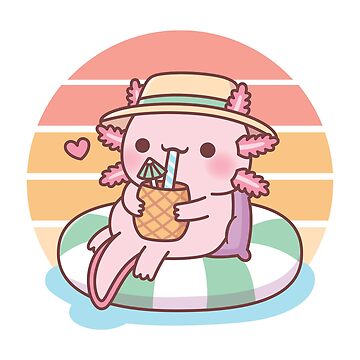 "Cute Axolotl Chilling On Pool Float Summer Vibes" Sticker for Sale by ...