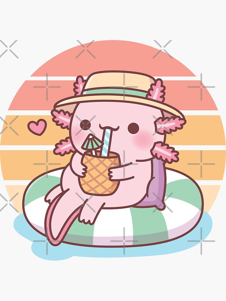 "Cute Axolotl Chilling On Pool Float Summer Vibes" Sticker for Sale by ...