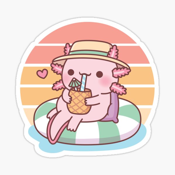 "Cute Axolotl Chilling On Pool Float Summer Vibes" Sticker for Sale by ...
