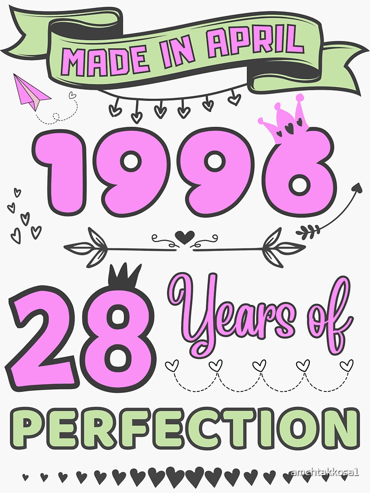 "Made in april 1996 28 Years of Perfection, Birthday mug for her ...