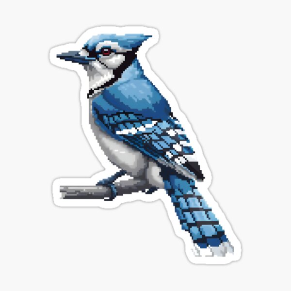 "Pixel Blue Jay" Sticker for Sale by CUTEDOGGIEZ | Redbubble