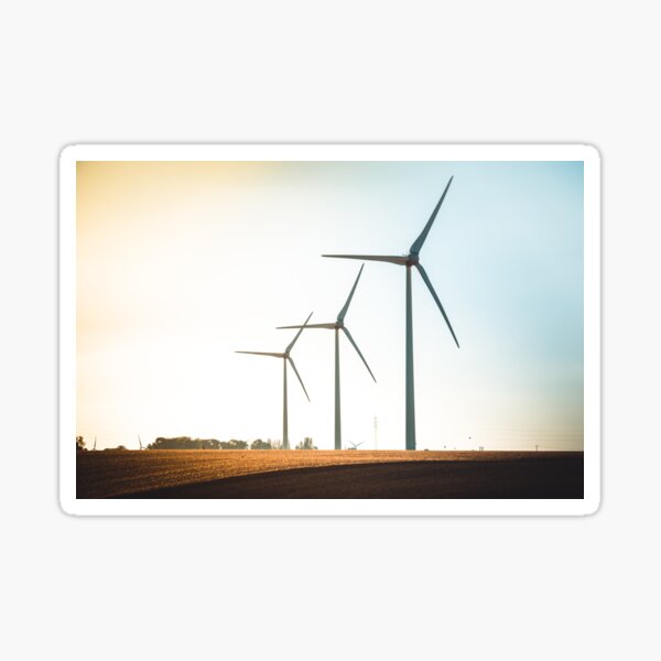 "Rural landscape with working wind turbine" Sticker for Sale by ...