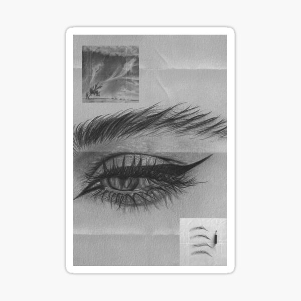 "Eye drawing, collage" Sticker by Elafiruze23 | Redbubble