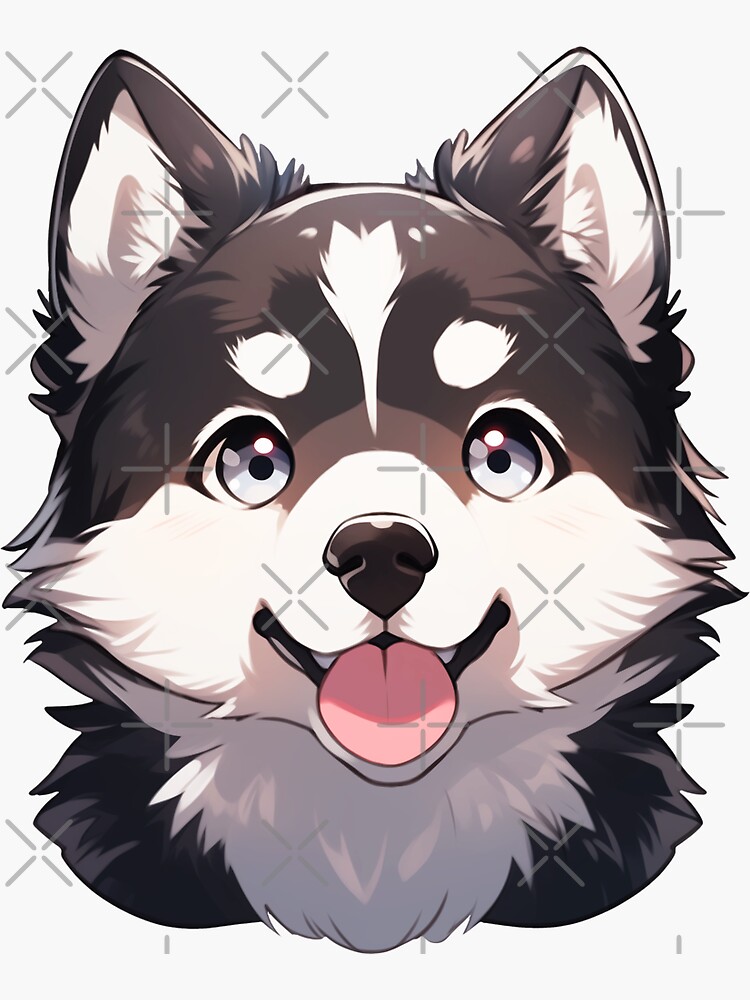 "Cute Kawaii Happy Puppy Husky Dog" Sticker for Sale by CozyKawaiiArt ...