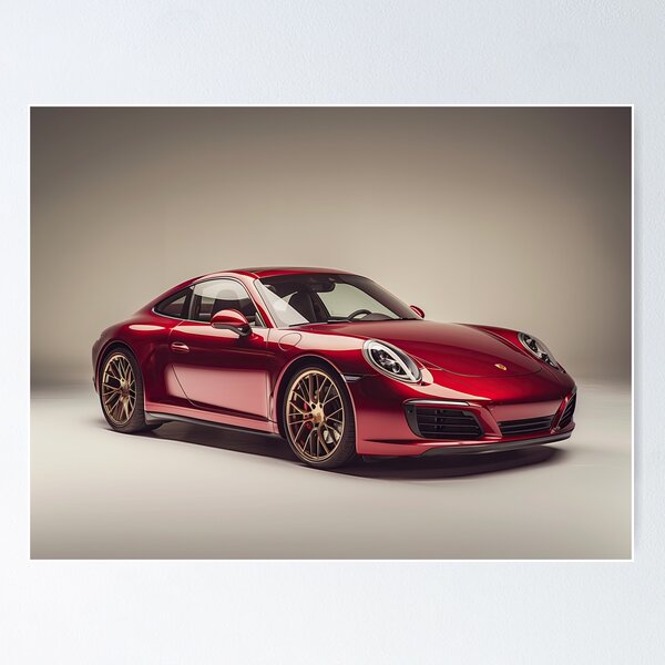 "Porsche 911 Carrera 4S Coupe in Ruby Red" Poster for Sale by OwnByCats ...