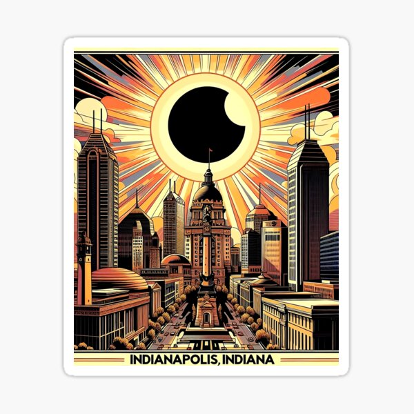 "Solar Eclipse Indianapolis 2024" Sticker for Sale by Lowtech | Redbubble