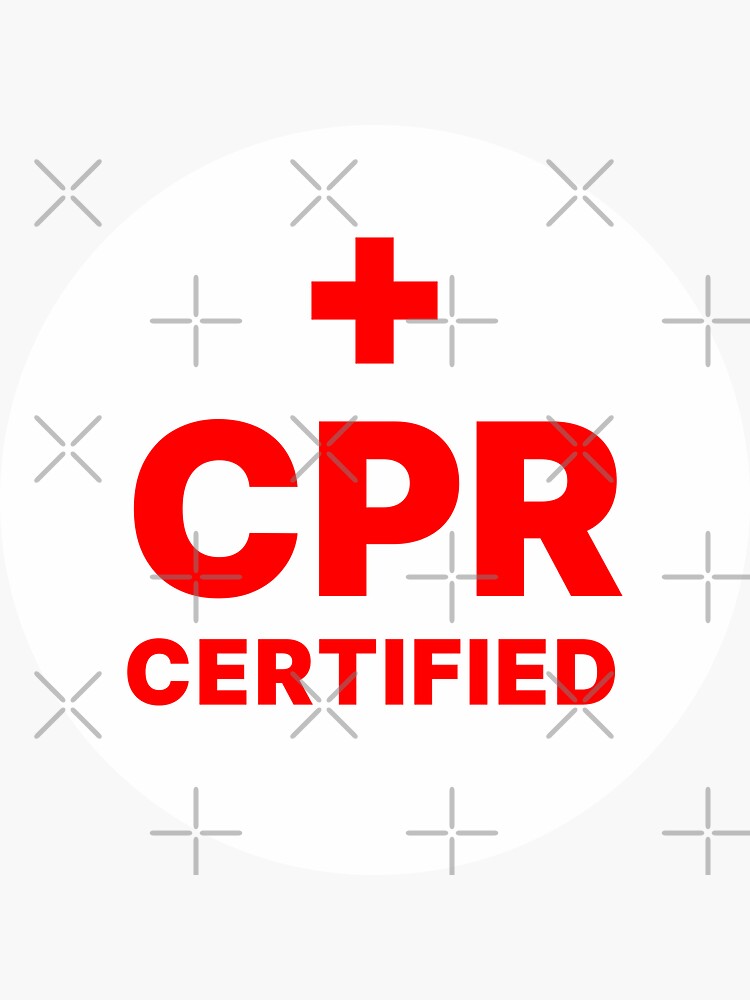 "CPR Certified first aid aed plus sign " Sticker for Sale by ...