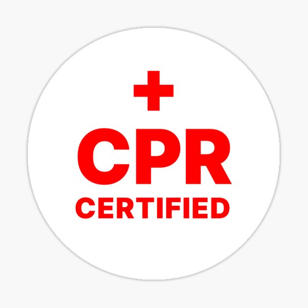 "CPR Certified first aid aed plus sign " Sticker for Sale by ...