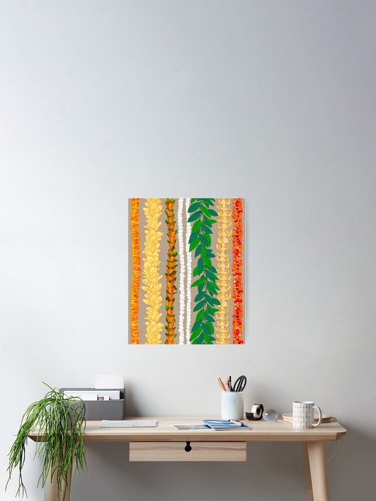 "Hawaiian Flower Lei Stand-Tan bkgrd" Poster for Sale by maliuana50 ...