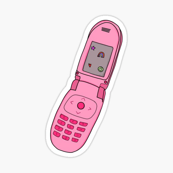 "pink phone!" Sticker for Sale by thank you | Redbubble
