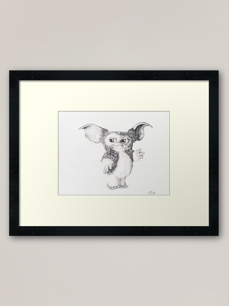 "Gizmo from Gremlins Ballpoint Pen Drawing" Framed Art Print for Sale ...