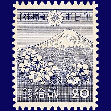 "Vintage Engraved Blue Mount Fuji Stamp - Japan " Sticker for Sale by ...