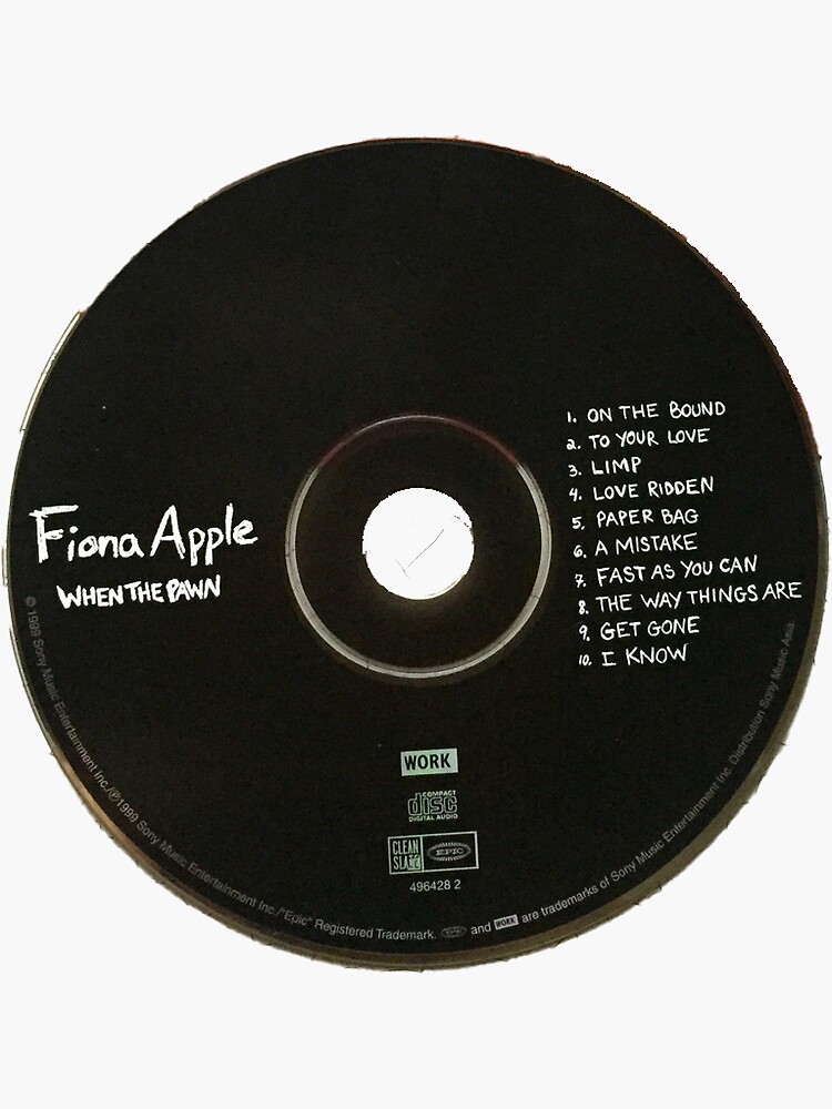 "Fiona Apple - When the Pawn CD" Sticker for Sale by ignoremymess ...
