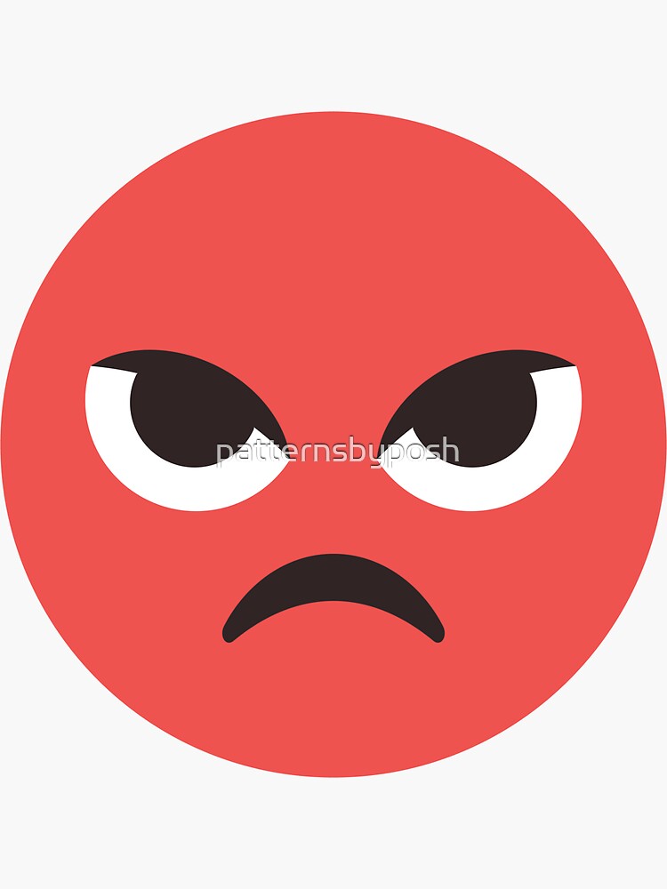 "Red Frowning Angry Face Emoji" Sticker for Sale by patternsbyposh ...