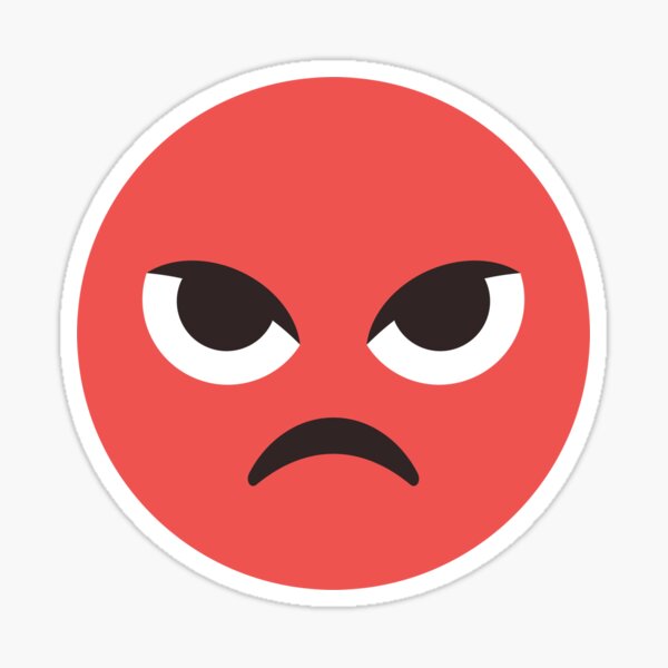 "Red Frowning Angry Face Emoji" Sticker for Sale by patternsbyposh ...