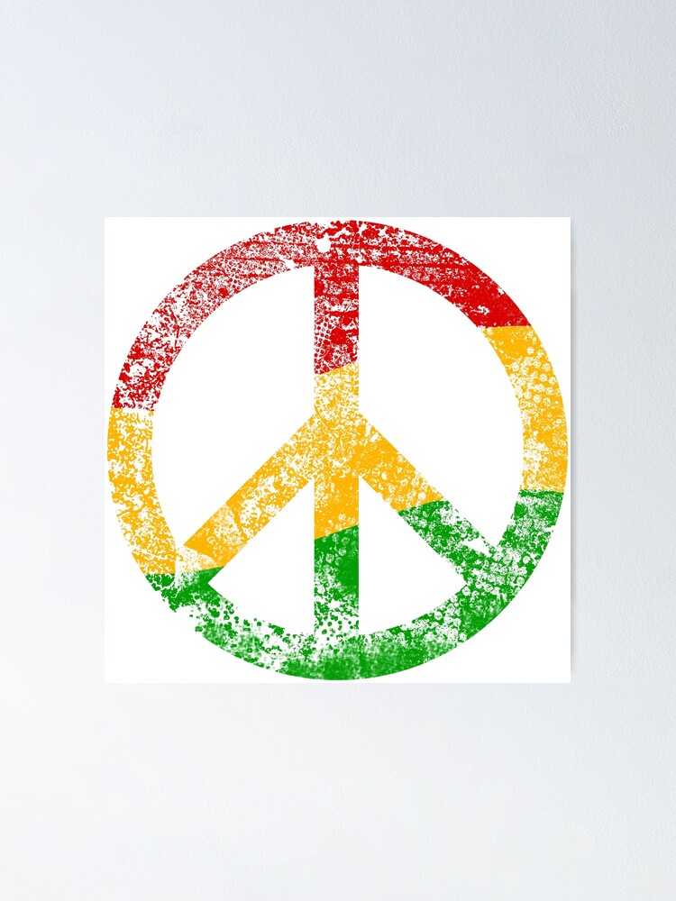 "Peace Sign Rastafarian Reggae Music Peace Grunge" Poster by Helen ...