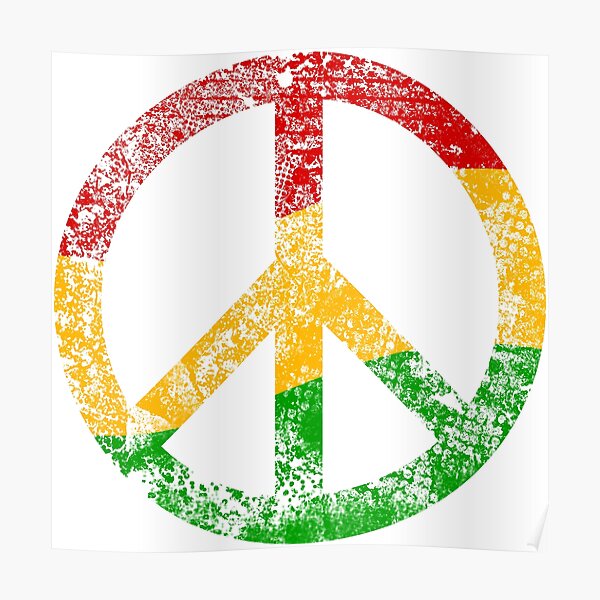"Peace Sign Rastafarian Reggae Music Peace Grunge" Poster by Helen ...