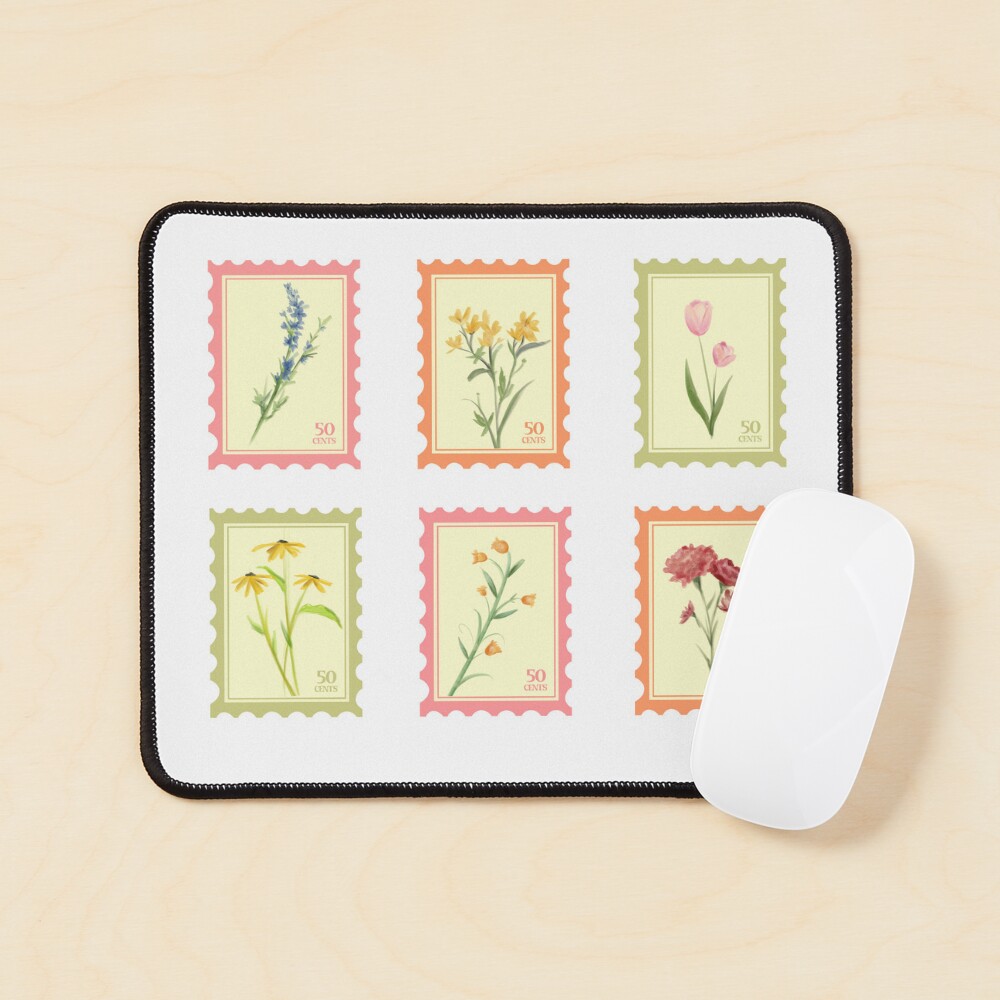 "Vintage Cute Flower Stamps" Sticker for Sale by Rojasole | Redbubble