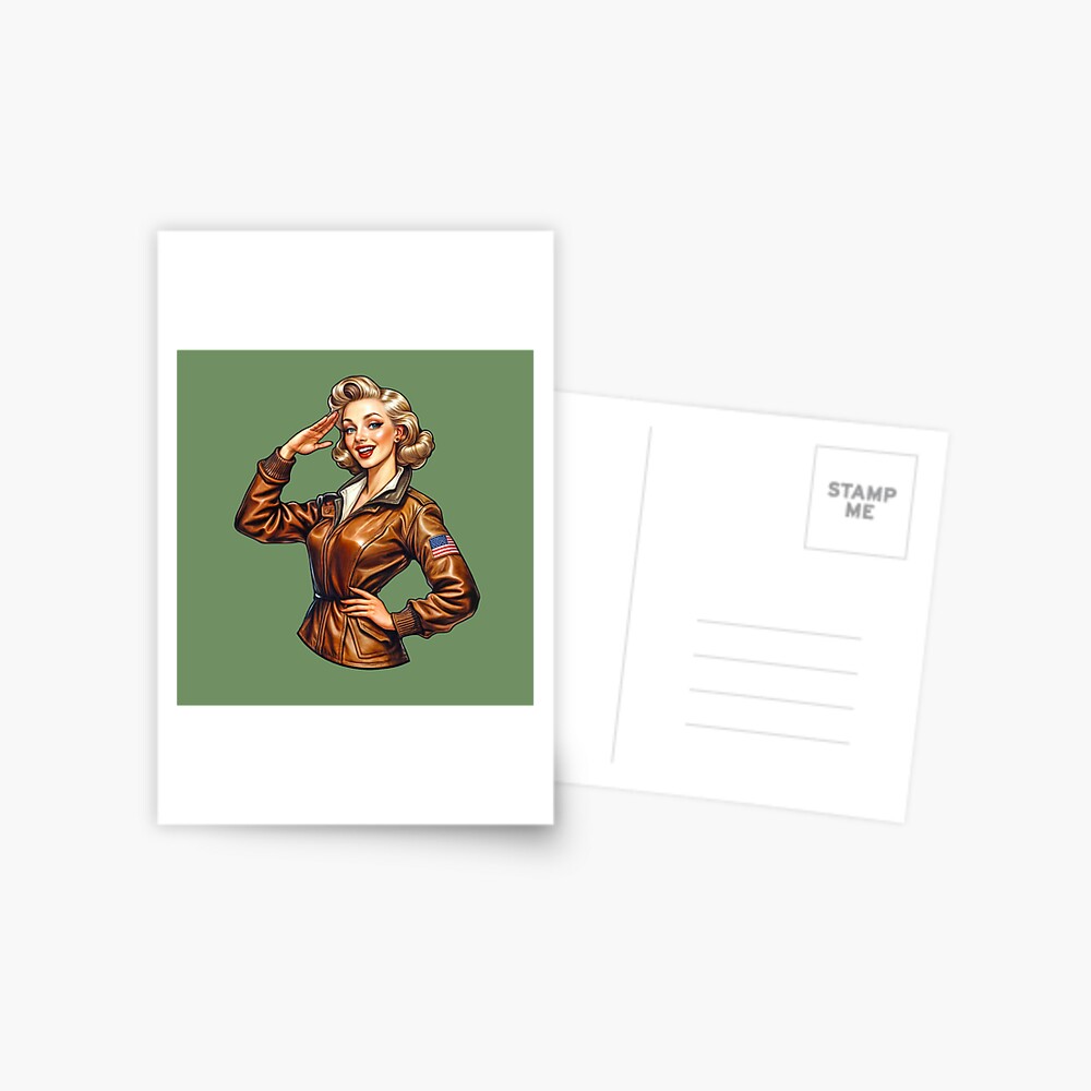 "WW2 Pinup girl in leather jacket saluting" Sticker for Sale by ...