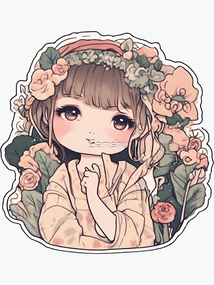 "Anime girl" Sticker for Sale by Samshu | Redbubble