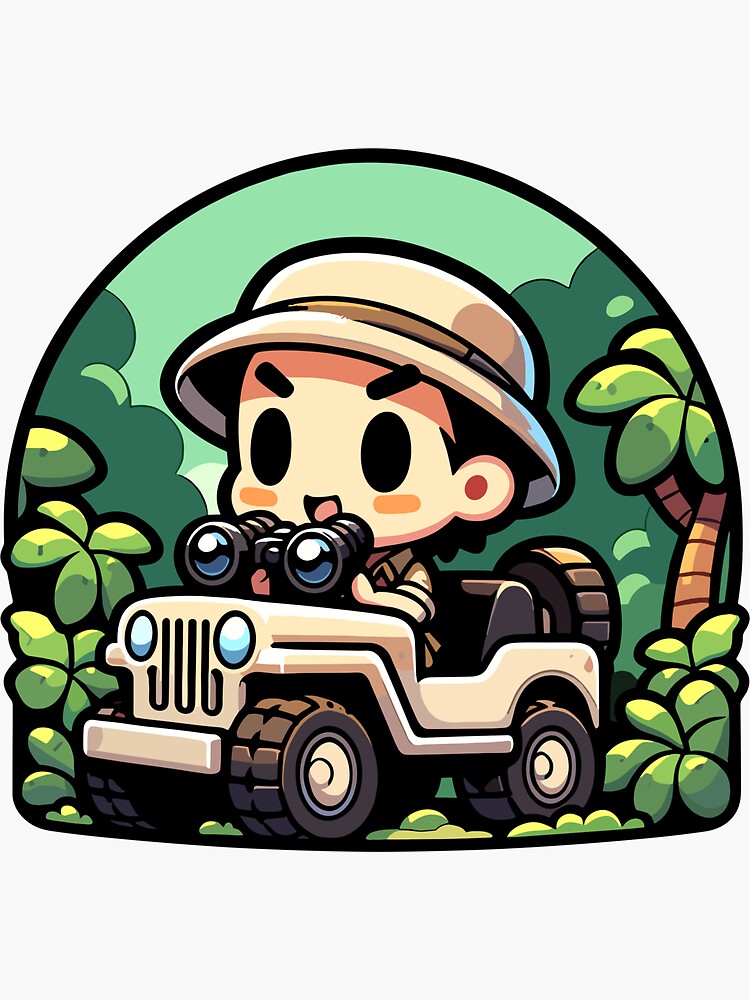 "Chibi Kawaii Jungle Explorer" Sticker for Sale by TillysCuteCanva ...