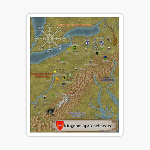 "Kingdom of Æthelmearc Map - March 2024" Sticker for Sale by Thorfinnr ...