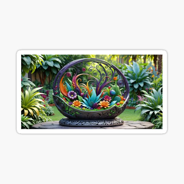 "Blooming Flower Metalwork Sculpture" Sticker for Sale by Halfbakedpuma ...